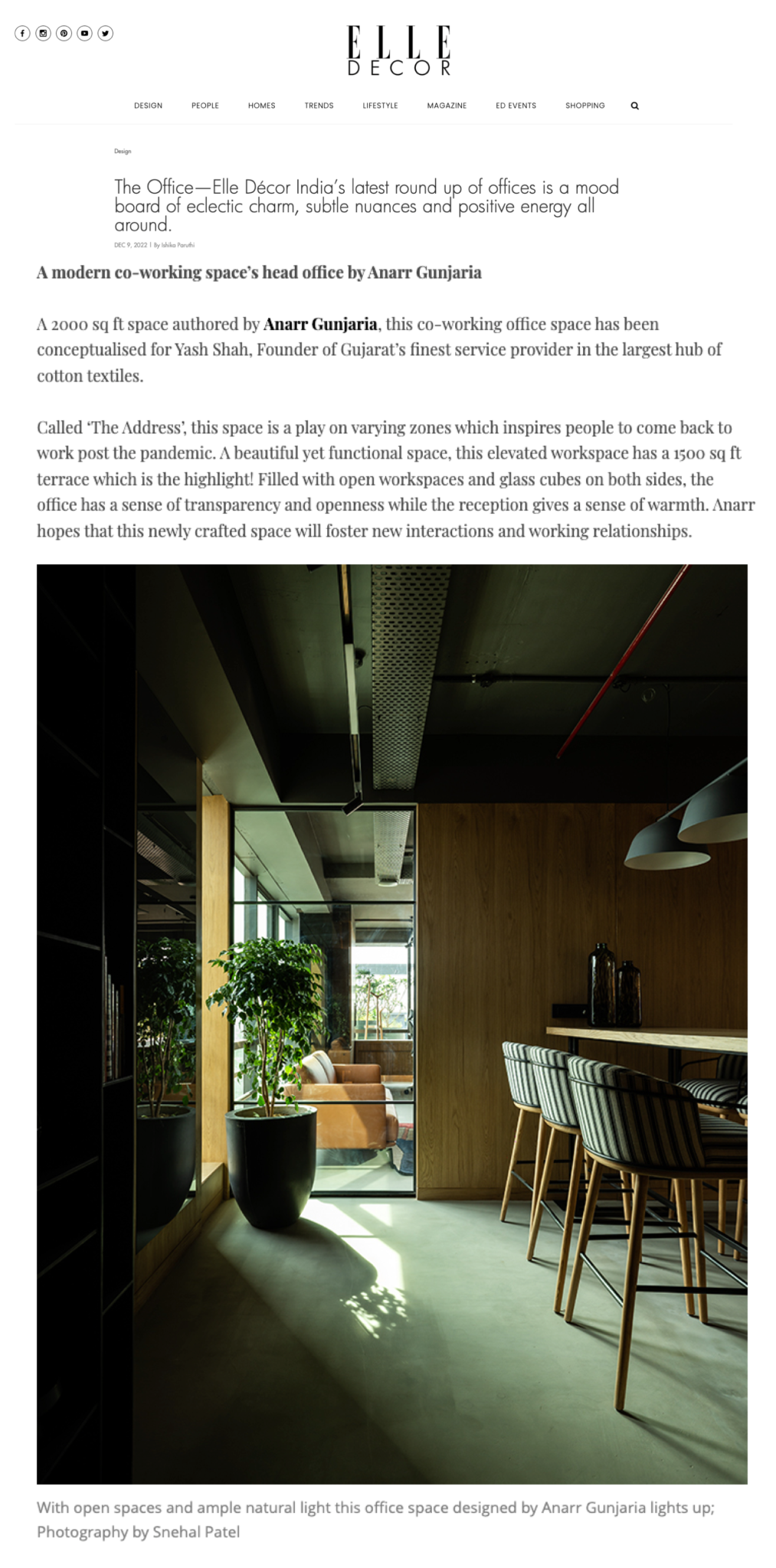 The Address Earns a Feature from Elle Decor, The World's Top Decor ...